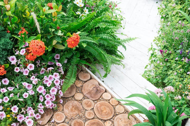 Cut Logs, Path, Garden Decorative Stock Image - Image of landscaping ...