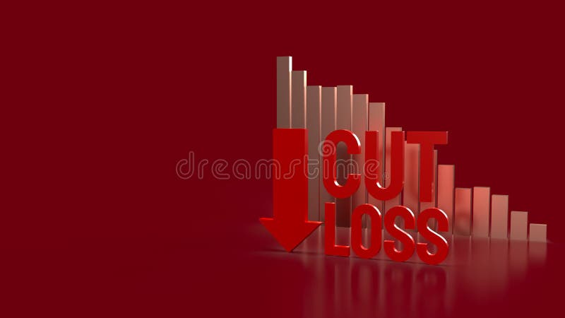 The Cut Loss Red Text and Chart for Business Content 3d Rendering Stock ...
