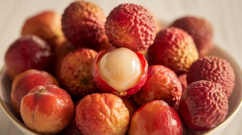 Cut Lychees Isolated on White Background for Fresh Appeal Stock ...