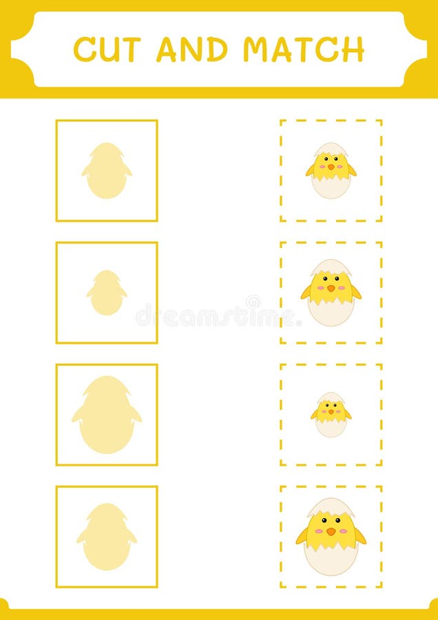 Cut and Match Parts of Chick, Game for Children. Vector Stock Vector ...