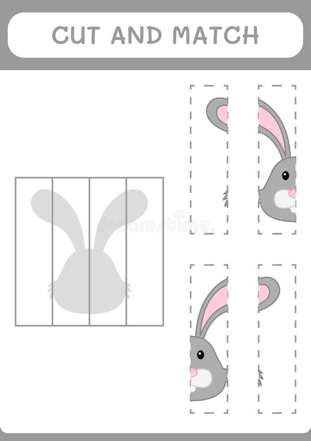 Cut and Match Parts of Rabbit, Game for Children. Vector Stock Vector ...