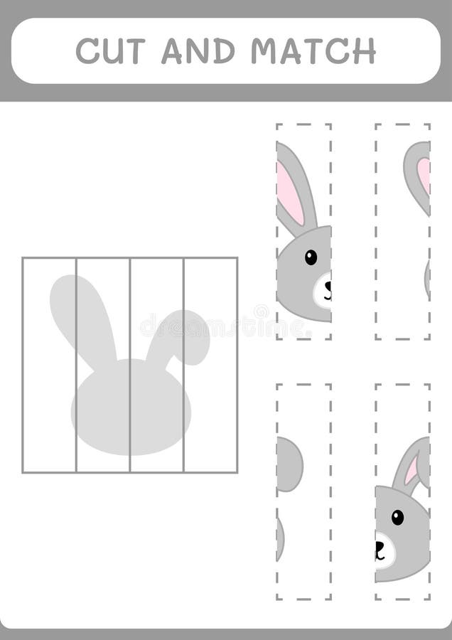 Cut and Match Parts of Rabbit, Game for Children. Vector Stock Vector ...
