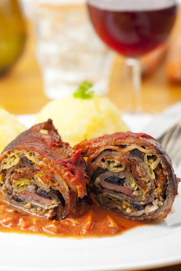 Roulade stock photo. Image of board, roulade, fork, loin - 101408680