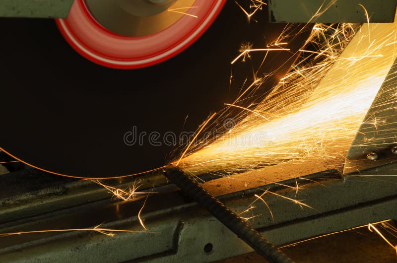 Cut Metal with Grinder Machine, Sparks while Grinding Iron. Stock Image ...