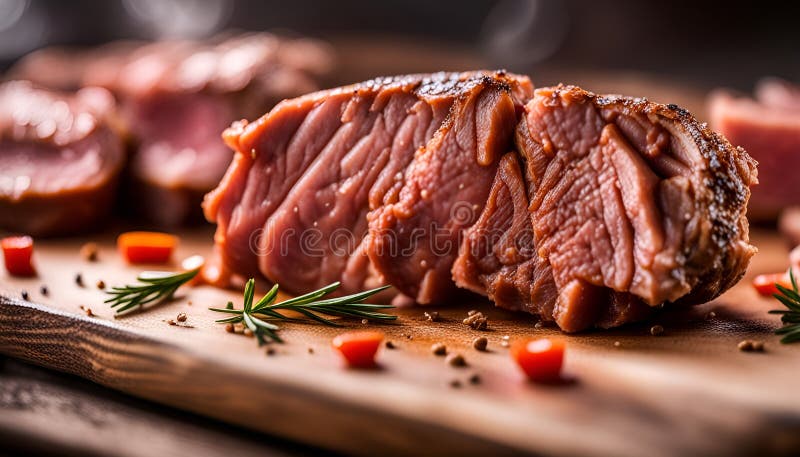 Cut Off Piece of Cooked Meat Stock Illustration - Illustration of ...