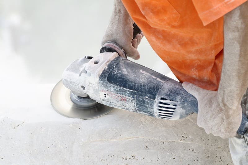 Cut-off saw work stock photo. Image of hand, diamond - 20088276