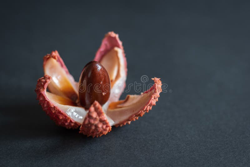 Cut Open Fresh Lychee Fruit Slide Pan Stock Photo - Image of natural ...