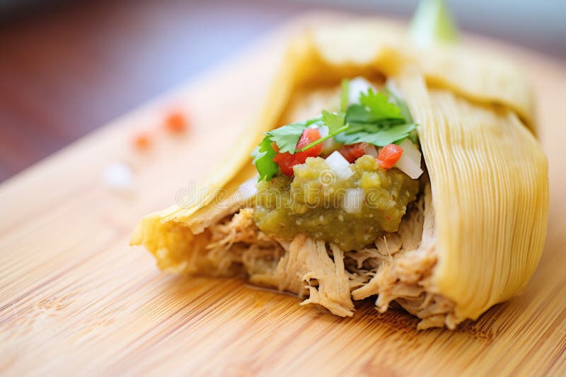 Cut Open Tamale Showing the Filling Stock Photo - Image of corn, tamale ...