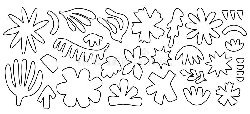 Cut Out Abstract Organic Shapes Outline Floral Set Stock Vector ...