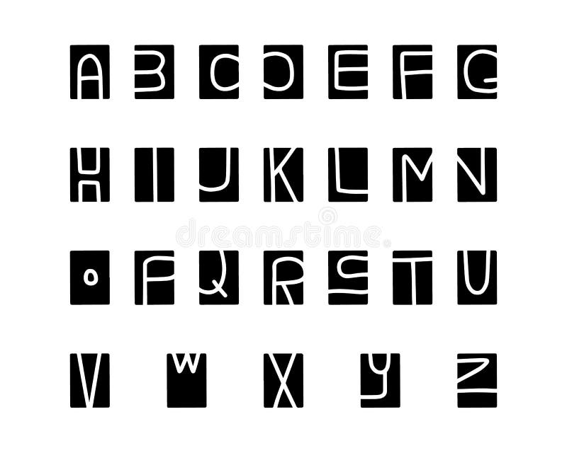 Cut-out Alphabet, Printmaking Lino-cut Vector Elements on Background ...