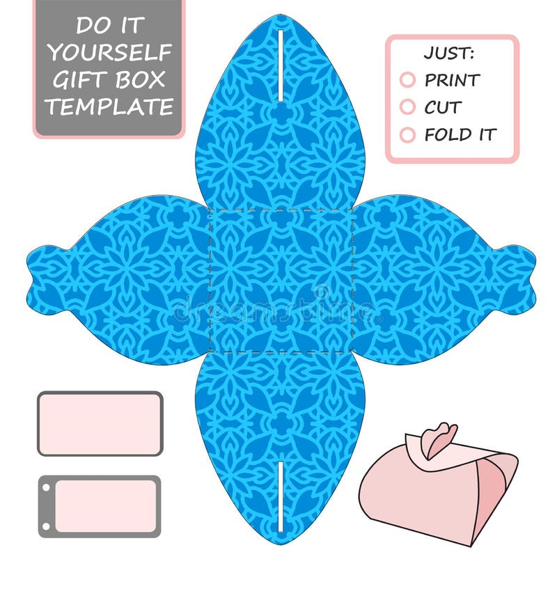 Cut Out Box Template for Birthday Gift Stock Vector - Illustration of ...