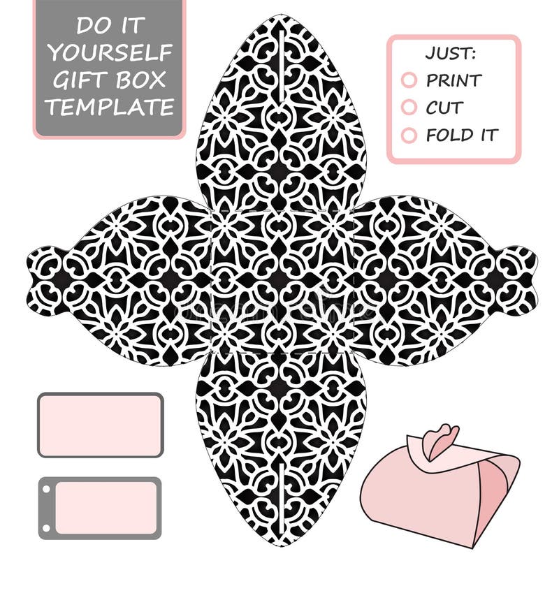 Cut Out Box Template for Birthday Gift Stock Vector - Illustration of ...