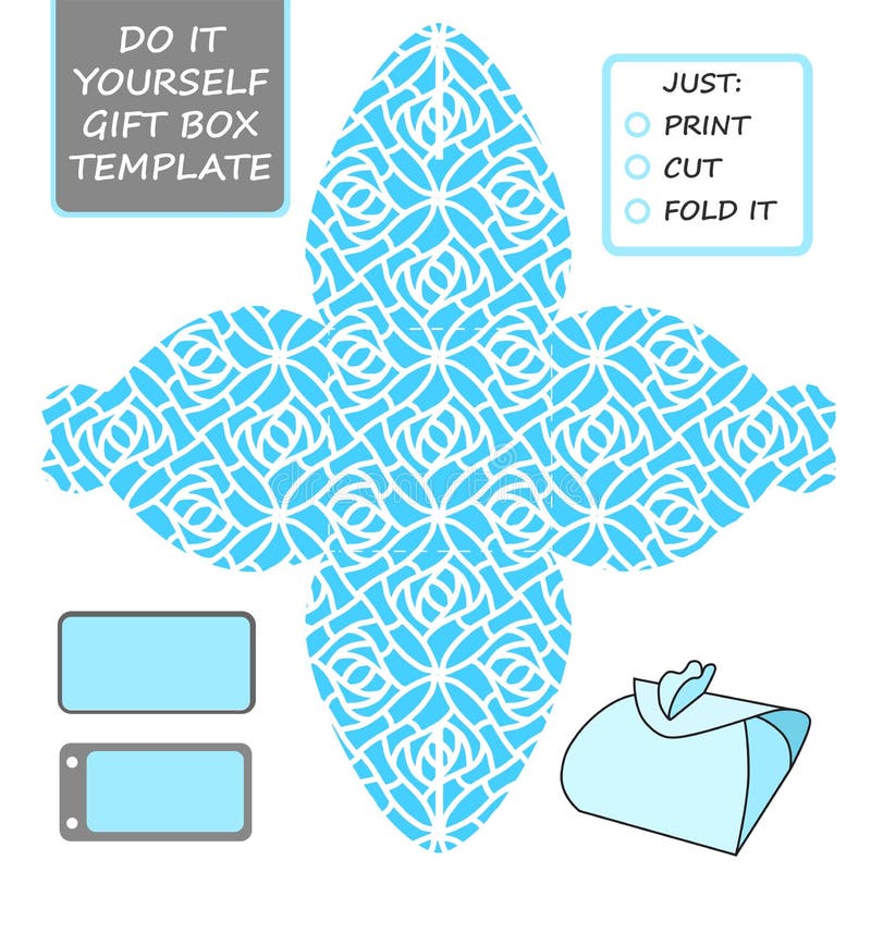 Cut Out Box Template for Birthday Gift Stock Vector - Illustration of ...