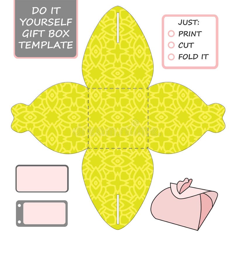 Cut Out Box Template for Birthday Gift Stock Vector - Illustration of ...