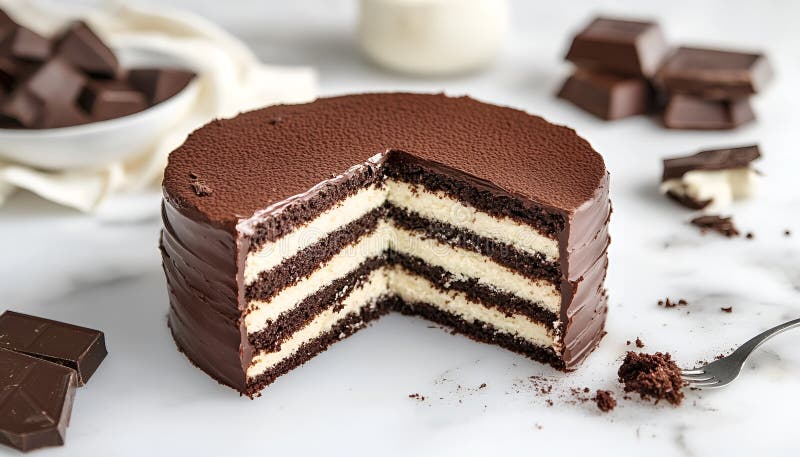 Cut Out Chocolate Sponge Cake and Ingredients on Light Table, Closed ...