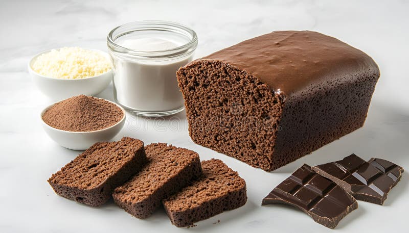 Cut Out Chocolate Sponge Cake and Ingredients on Light Table, Closed ...