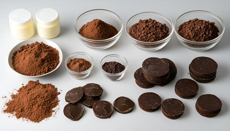 Cut Out Chocolate Sponge Cake and Ingredients on Light Table, Closed ...