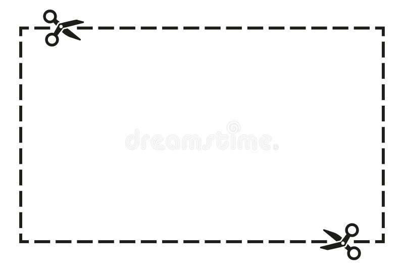 Cut Out Coupon Rectangle Shape with Scissors Icon. Vector Illustration ...