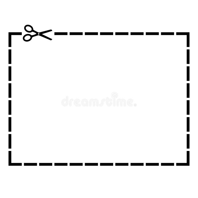 Cut Out Coupon Rectangle Shape with Scissors. Vector Illustration Stock ...