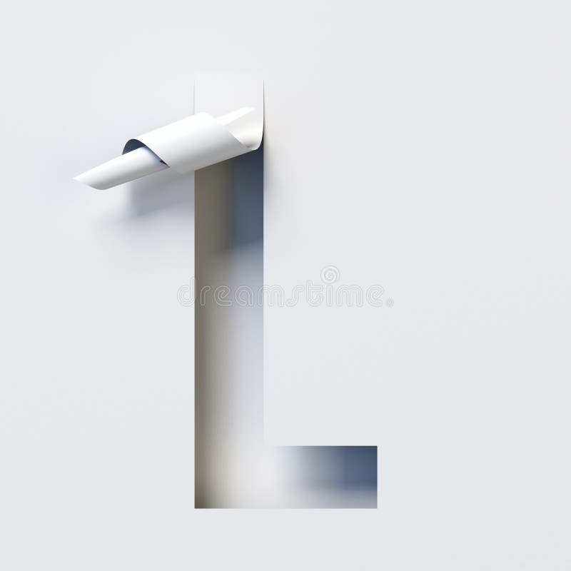 Cut Out Curled Paper Font 3d Rendering Letter L Stock Illustration ...
