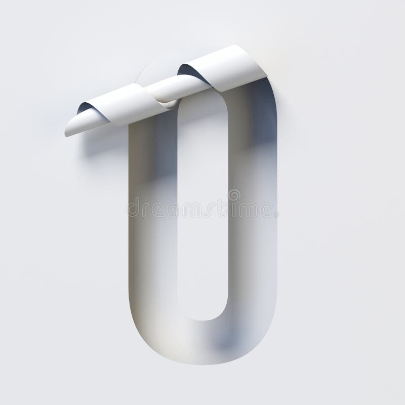 Cut Out Curled Paper Font 3d Rendering Letter O Stock Illustration ...