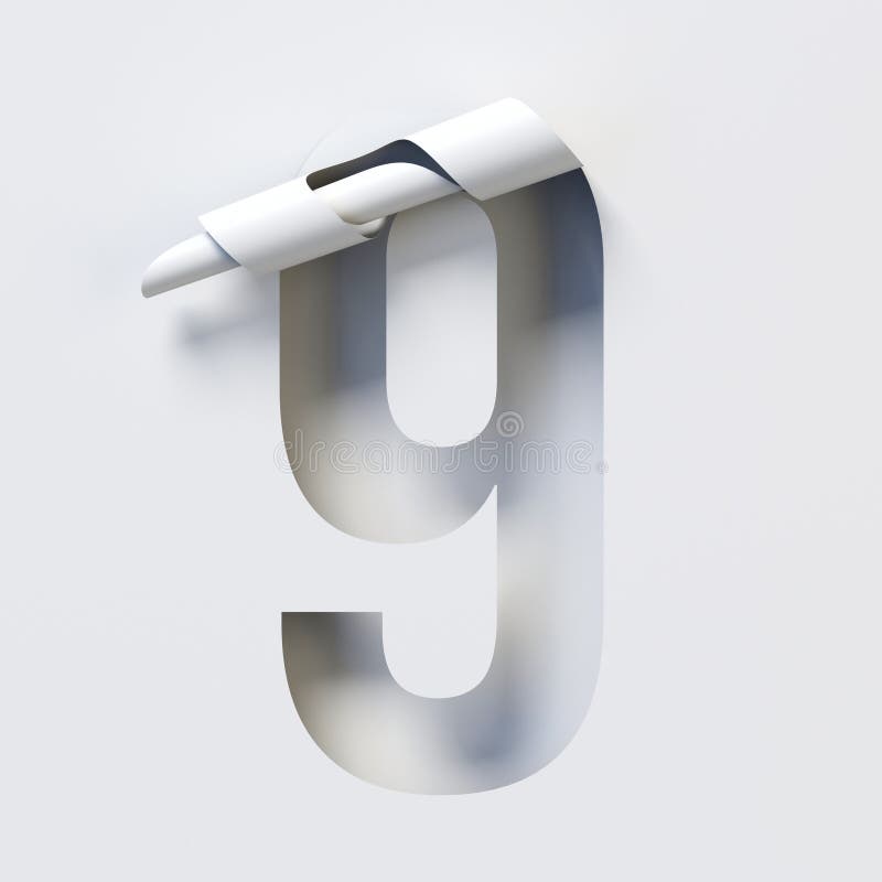 Cut Out Curled Paper Font 3d Rendering Number 9 Stock Illustration ...