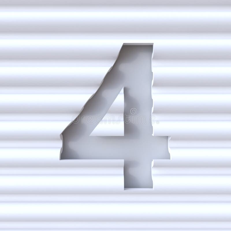 Cut Out Font in Wave Surface NUMBER 4 FOUR 3D Stock Illustration ...