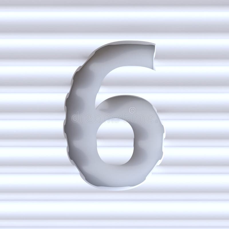 Cut Out Font in Wave Surface NUMBER 6 SIX 3D Stock Illustration ...