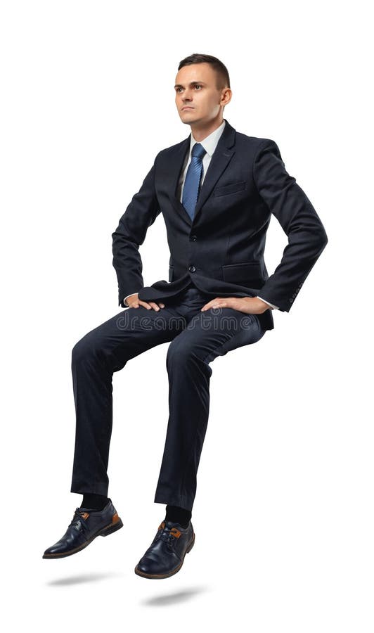 Sitting On Invisible Chair. Stock Photo - Image of confidence ...
