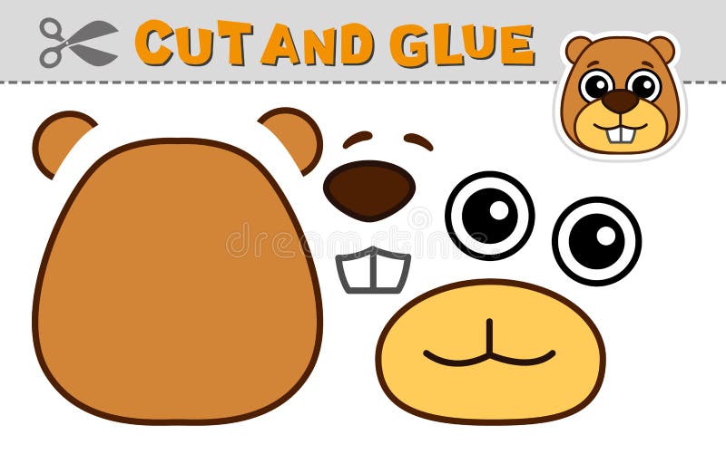 Cut Out and Glue a Beaver Head. Vector Illustration. Paper Game for ...
