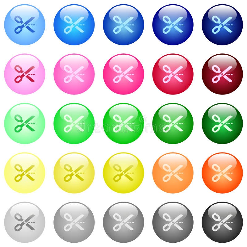 Cut Out Icons in Color Glossy Buttons Stock Vector - Illustration of ...