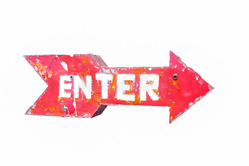 An Enter Sign on a Red Painted Arrow Stock Illustration - Illustration ...