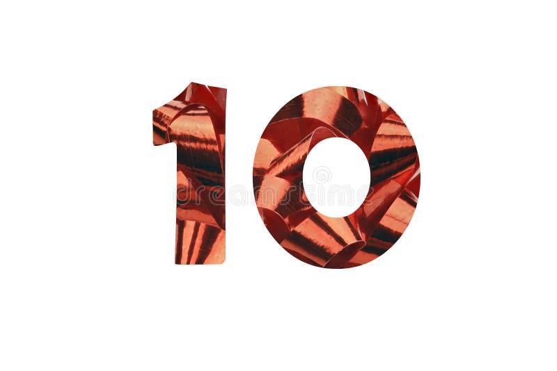 Cut Out Number 10 from a Picture of a Gift Ribbon Bend Stock Image ...