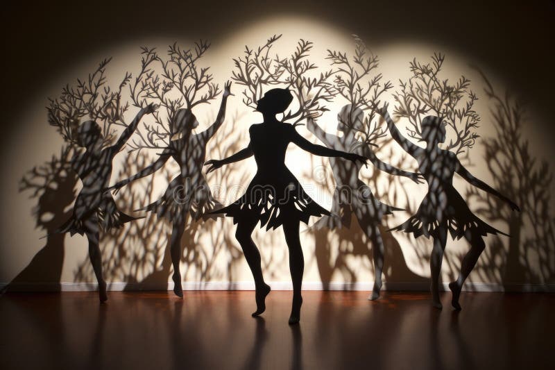 Cut-out Paper Ballet Dancers Casting Long, Intricate Shadows Stock ...