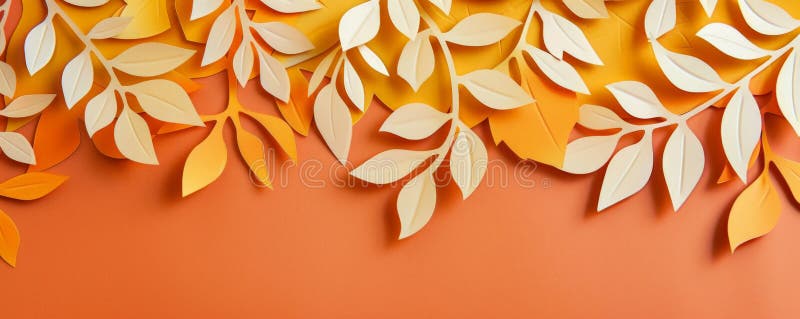 A Cut-out Paper Banner with Leaf Vine Patterns, Layered on a Bright ...