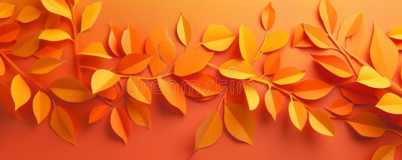 A Cut-out Paper Banner with Leaf Vine Patterns, Layered on a Bright ...