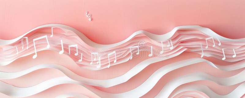 A Cut-out Paper Banner with Musical Note Patterns, Layered on a Soft ...