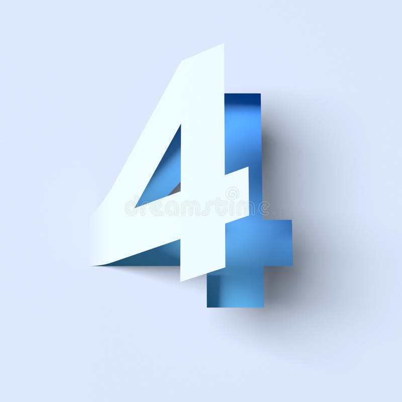Cut Out Paper Font Number 4 Stock Illustration - Illustration of font ...