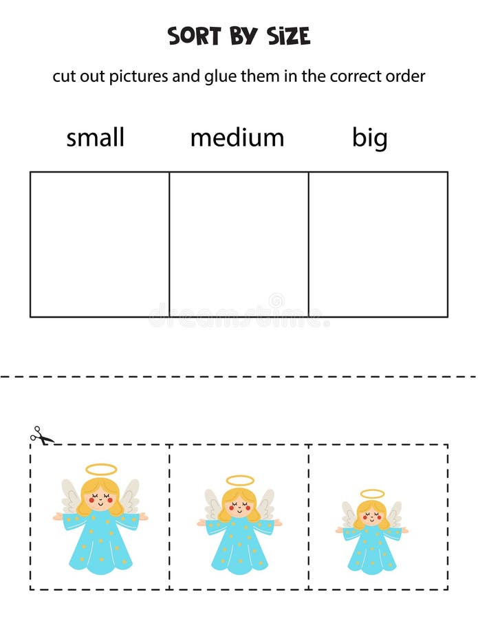Sort Cute Angels by Size. Educational Worksheet for Kids Stock Vector ...