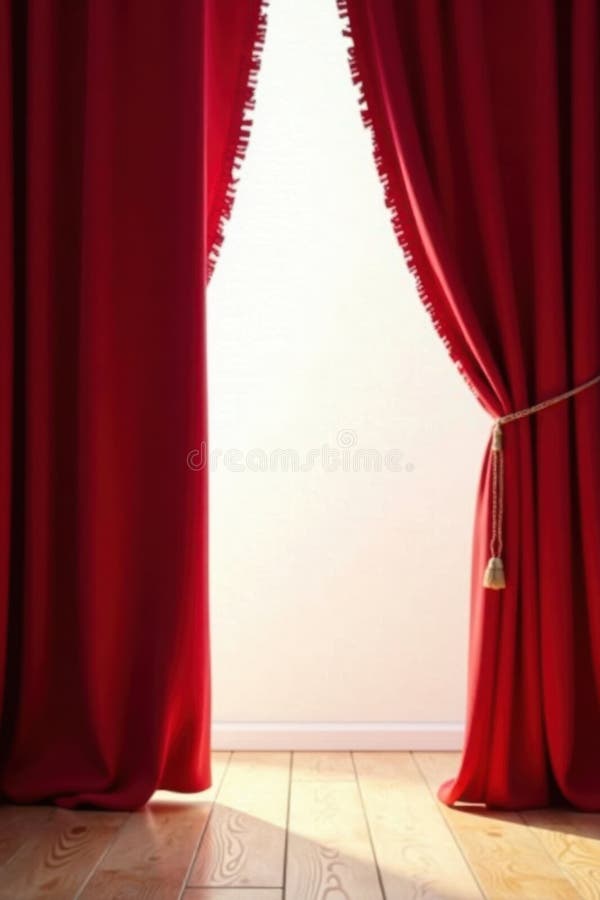 Cut Out Red Stage Curtain with Frayed Edges Against a Bright Light ...