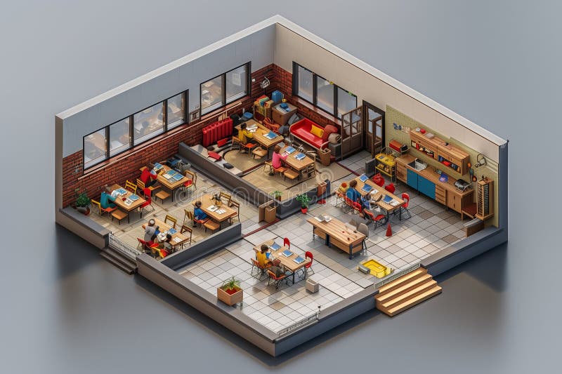 Cut-Out of Restaurant with Tables and Chairs Stock Illustration ...