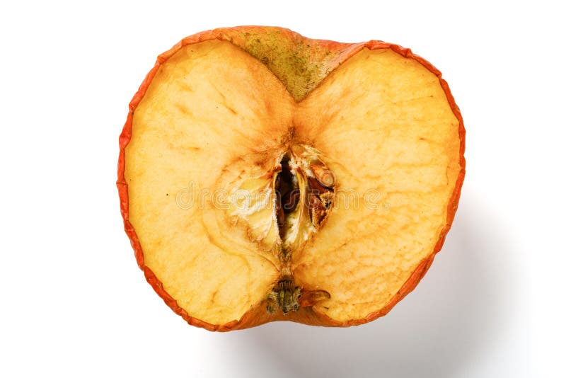 Overripe Apple with Rotten Core on White Background Stock Image - Image ...