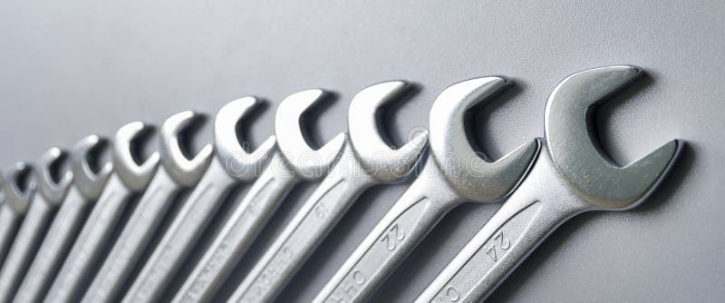 Cut-out Wrenches Horizontally Placed from the Biggest To the Smallest ...