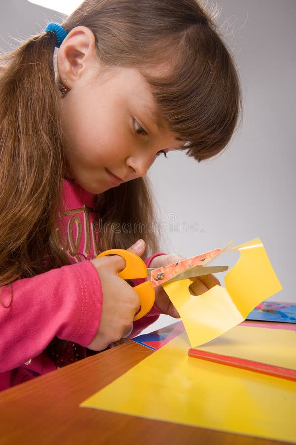 Cut paper figures stock image. Image of scissors, girl - 12457189