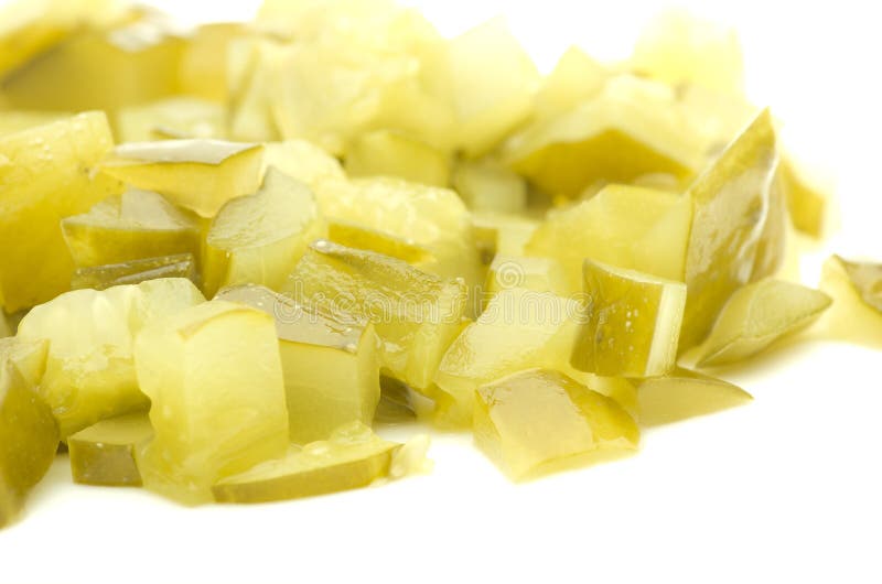 Cut Pickled Cucumbers Isolated on White Stock Photo - Image of pickle ...
