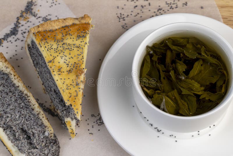 A Cut Piece of Cake with Poppy Seed Filling Stock Photo - Image of ...