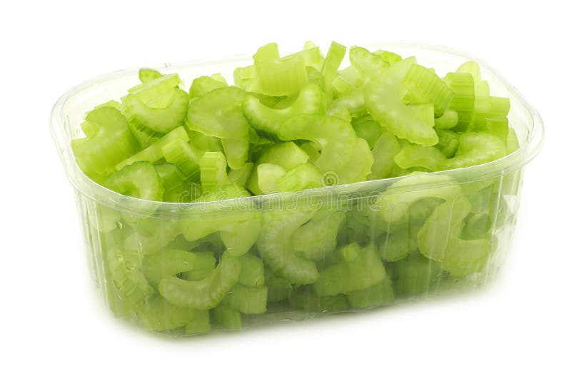 Cut Pieces of Celery in a Plastic Container Stock Image - Image of ...