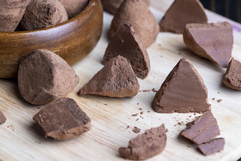 Cut into Pieces Truffle Candy on a Board Stock Image - Image of pieces ...