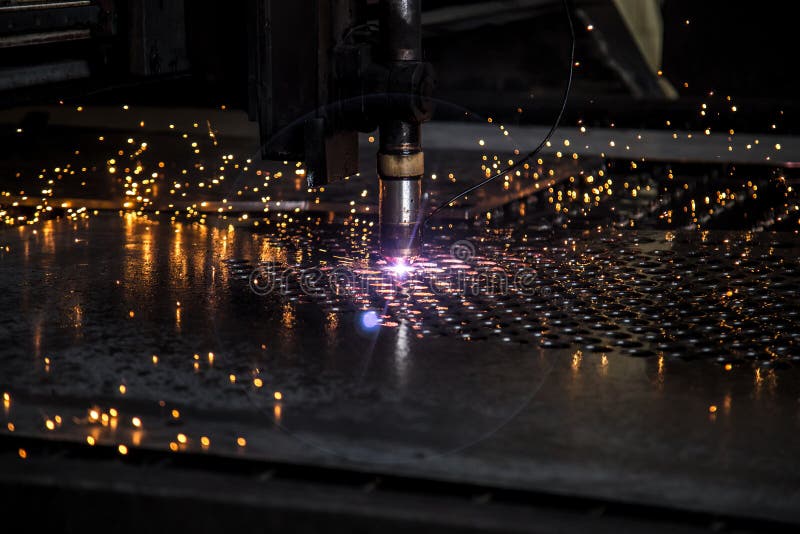 Cut Plate Laser Machine Cnc Spark Stock Image - Image of oxyfuel ...
