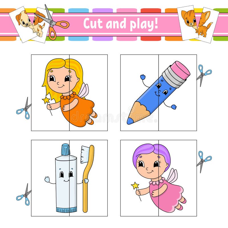 Cut and Play. Flash Cards. Color Puzzle. Education Developing Worksheet ...